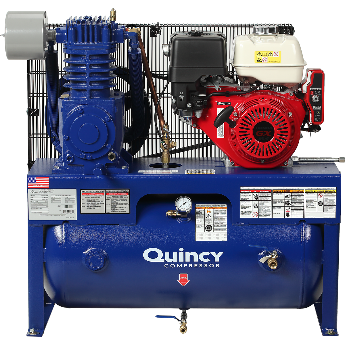 Quincy Compressors QT1 5Hp 80G 2Stg Air Compressor 230V 1ph V MAX, Horsepower 5 HP, Air Tank ...
