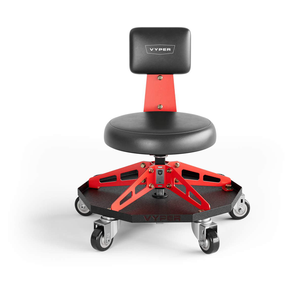 Vyper Industrial 300 lb Capacity Robust Steel Sport Shop Chair - Black/Red